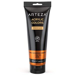 arteza metallic acrylic paint, pearl tangerine orange a214color 8.45 ounces tube, rich pigment, non fading, non toxic, single color paint for artists