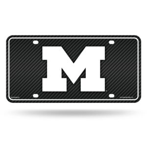 rico industries ncaa michigan wolverines carbon fiber metal auto tag 8.5" x 11" - great for truck/car/suv