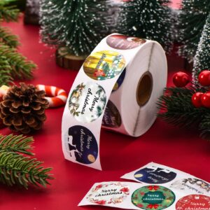 Outus 1000 Pieces Christmas Stickers for Envelopes 1.38", 9 Designs Round Merry Christmas Label Stickers Christmas Envelope Seal Self Adhesive Holiday Stickers for Cards Gift Party(Cute)