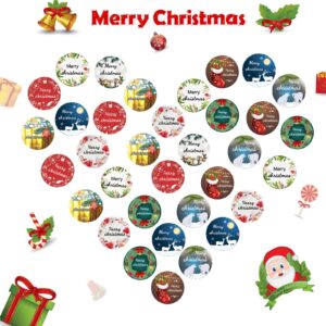 Outus 1000 Pieces Christmas Stickers for Envelopes 1.38", 9 Designs Round Merry Christmas Label Stickers Christmas Envelope Seal Self Adhesive Holiday Stickers for Cards Gift Party(Cute)