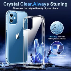 Temdan iPhone 12/12 Pro Case, [Not Yellowing] [Ultra Slim] Lightweight & Thin, Shockproof Protective, Screen & Camera Protection - Crystal Clear