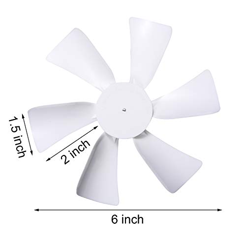 2 Pack 6“ Replacement White Vent Fan Blades for RV Bathroom Vent Fan, fits for Heng's, Elixir, Ventline and Jensen roof vents and range hoods or any 12 Volt motor with a 0.094-inch D-shaped shaft