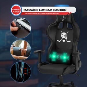 Gaming Chair Office Chair Desk Chair with Lumbar Support Headrest Armrest Task Rolling Swivel Massage PC E-Sports Racing Chair PU Leather Adjustable Ergonomic Computer Chair for Men (Black)