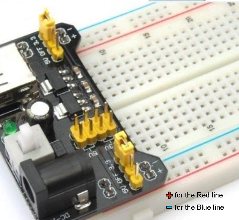 ALAMSCN 3.3V 5V MB102 Solderless Breadboard Power Supply Module with 9V Battery Clip Power Cable 2.1x 5.5mm Male DC Jack Plug for Arduino (Pack of 3)