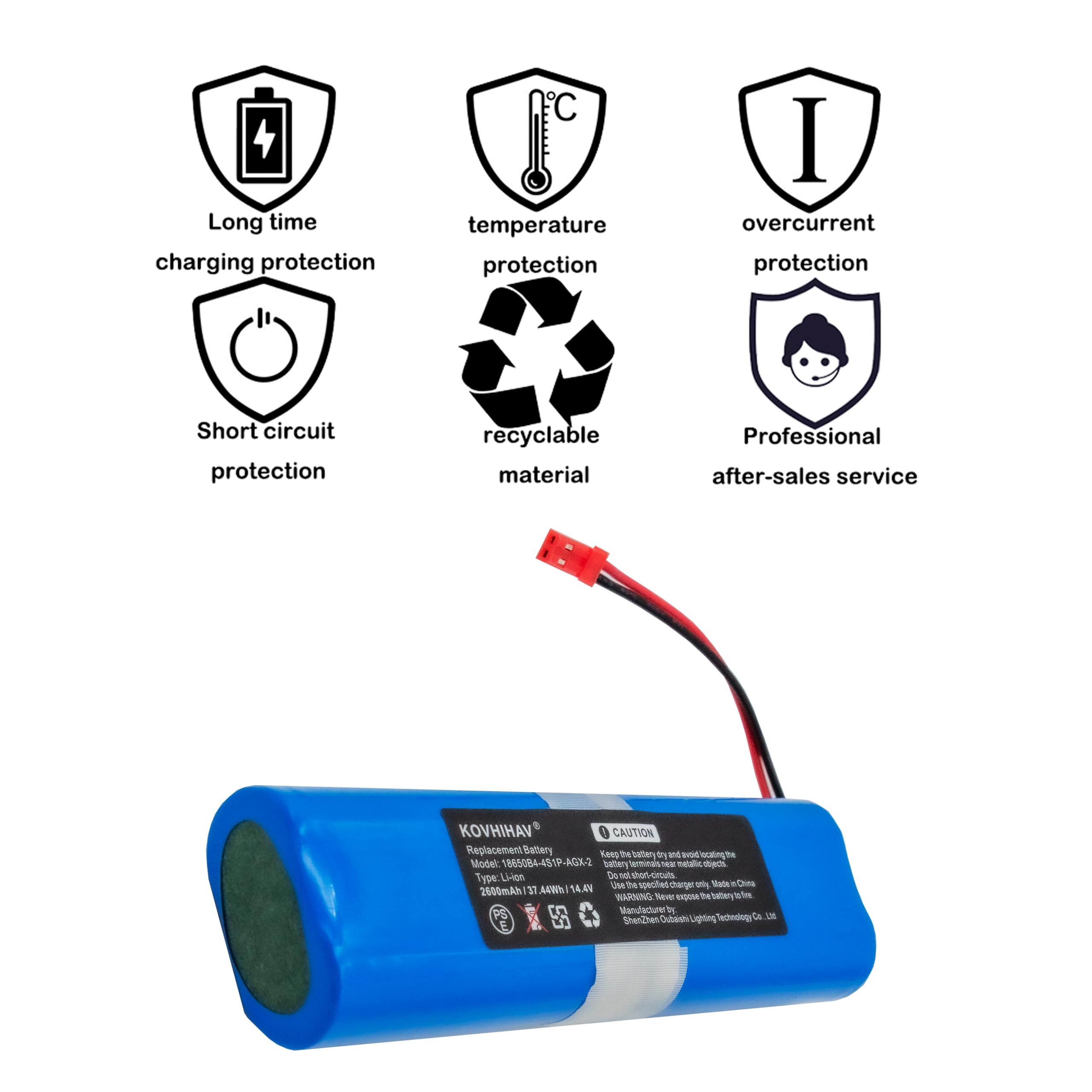 Replacement Battery for ILIFE V3s Pro V5s Pro V50 V8s X750, fits Part Number 18650B4-4S1P-AGX-2,14.4V Li-ion 2600mAh/37.44Wh