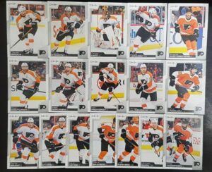 2020-21 o-pee-chee opc philadelphia flyers base team set of 17 cards: #6 derek grant #35 philippe myers #51 kevin hayes #76 travis sanheim #88 sean couturier #97 claude giroux #131 ivan provorov #179 joel farabee #181 michael raffl #233 james van riemsdyk