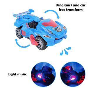 Dinosaur Transformer Car Toys for Boys, Transforming Dinosaur Car with LED Light and Music, Dino Transformer Toys for Kids, Christmas Birthday Gifts for Tolddlers