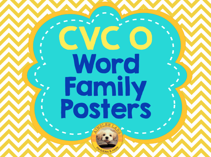 CVC O Word Family Posters with Pictures