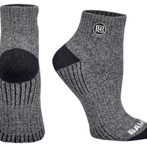 Premium Bamboo Crew Work Socks- Quarter High Moisture Wicking, Odor Eliminating Heather Gray Quarter Crew Socks for Men Size 9-12 - 3 Pair