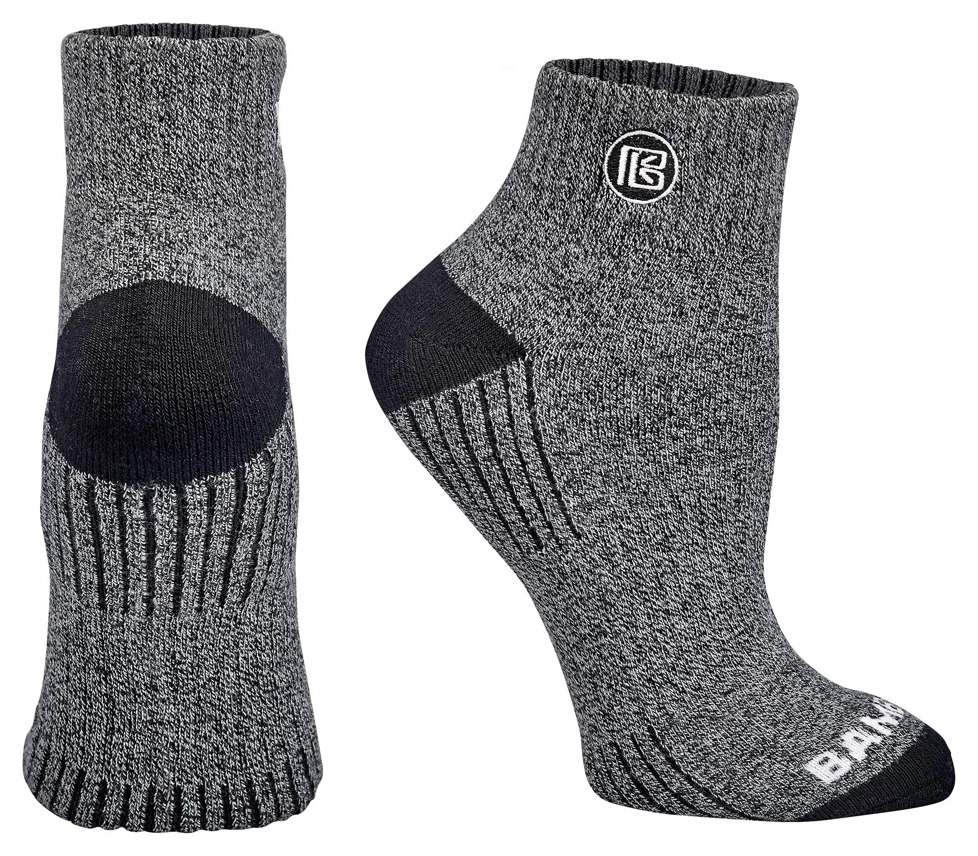 Premium Bamboo Crew Work Socks- Quarter High Moisture Wicking, Odor Eliminating Heather Gray Quarter Crew Socks for Men Size 9-12 - 3 Pair