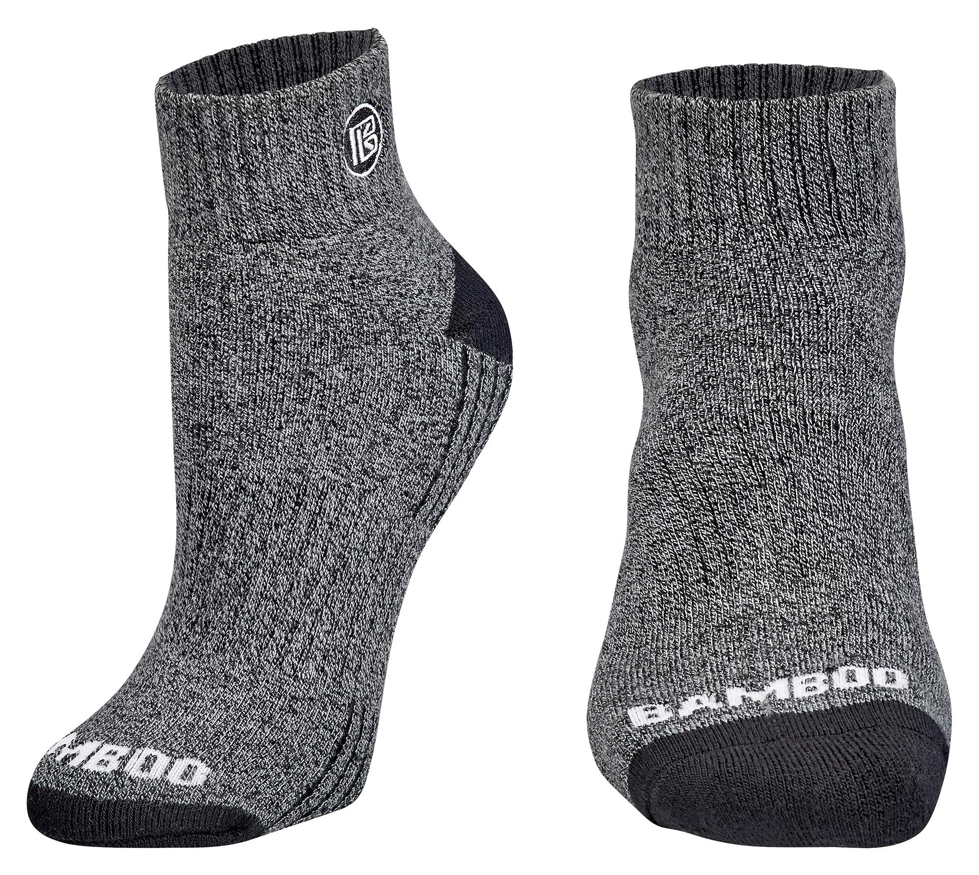 Premium Bamboo Crew Work Socks- Quarter High Moisture Wicking, Odor Eliminating Heather Gray Quarter Crew Socks for Men Size 9-12 - 3 Pair