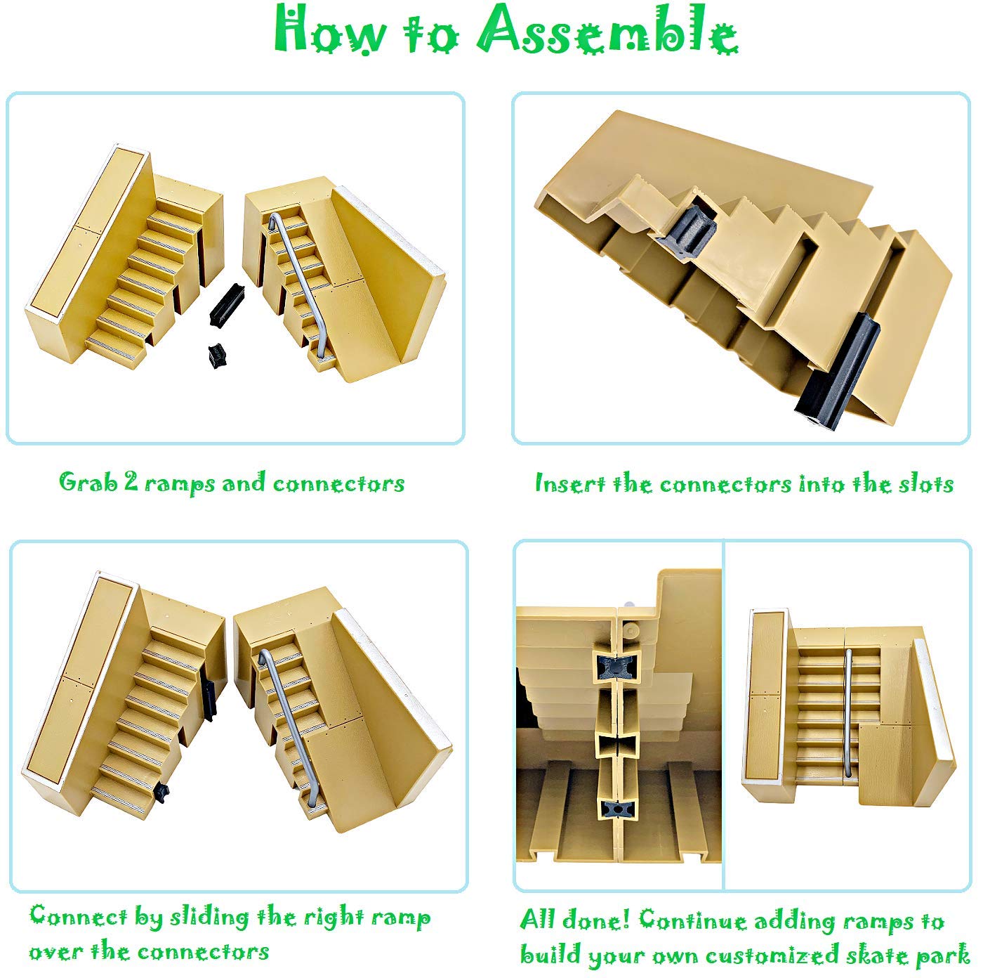 STASHABLES Finger Skateboard Ramp Set – Finger Skatepark Kit 16 Pieces – Skate Park Kit Including Skateboards, Ramps, Scooters, Skates, Bikes and Caster Boards – Fingerboard Skate Set