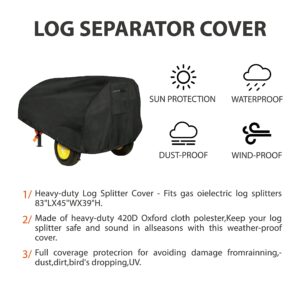 Aaaspark Heavy Duty Log Splitter Cover, Waterproof Oxford Cloth, for 15-45 Ton Gas or Electric Log Splitters, 83" x 45" x 39", Weather Resistant Storage Cover, Easy to Clean, Black