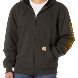 Carhartt Men's Rain Defender Original Fit Fleece Lined Logo Graphic Sweatshirt, Peat, Medium