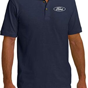 White Ford Oval Crest Chest Print Pique Polo Shirt, Navy XL