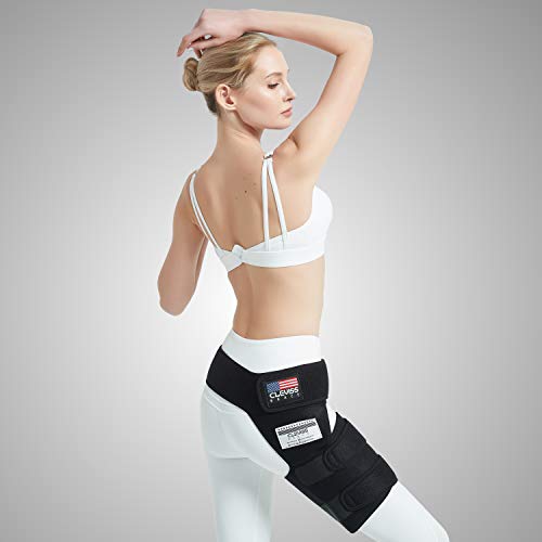 Hip Brace, Groin Support Wrap for Sciatica Pain Relief, Compression Neoprene Thigh Sleeve Hamstring for Pulled Quadriceps Muscle | Flexor Strain | Bursitis and Arthritis (Left Leg)