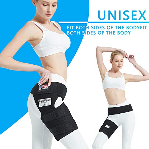 Hip Brace, Groin Support Wrap for Sciatica Pain Relief, Compression Neoprene Thigh Sleeve Hamstring for Pulled Quadriceps Muscle | Flexor Strain | Bursitis and Arthritis (Left Leg)