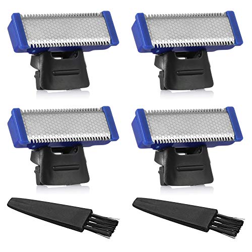 4 Pack Replacement Heads for Rechargeable Shaver Solo Trimmer Micro and Touches Replacement Cutter Head Include 2 Clean Brush