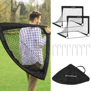 SONGMICS Kids Soccer Goals for Backyard, 4x3 ft Portable Soccer Nets Training Equipment, Toddler Soccer Goal with Carrying Bag, for Field, Black USZQ122B02