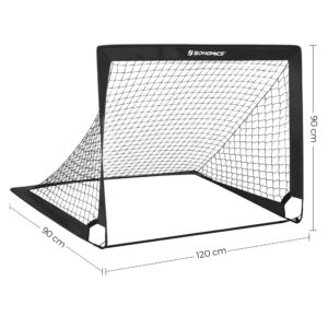 SONGMICS Kids Soccer Goals for Backyard, 4x3 ft Portable Soccer Nets Training Equipment, Toddler Soccer Goal with Carrying Bag, for Field, Black USZQ122B02