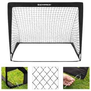 SONGMICS Kids Soccer Goals for Backyard, 4x3 ft Portable Soccer Nets Training Equipment, Toddler Soccer Goal with Carrying Bag, for Field, Black USZQ122B02