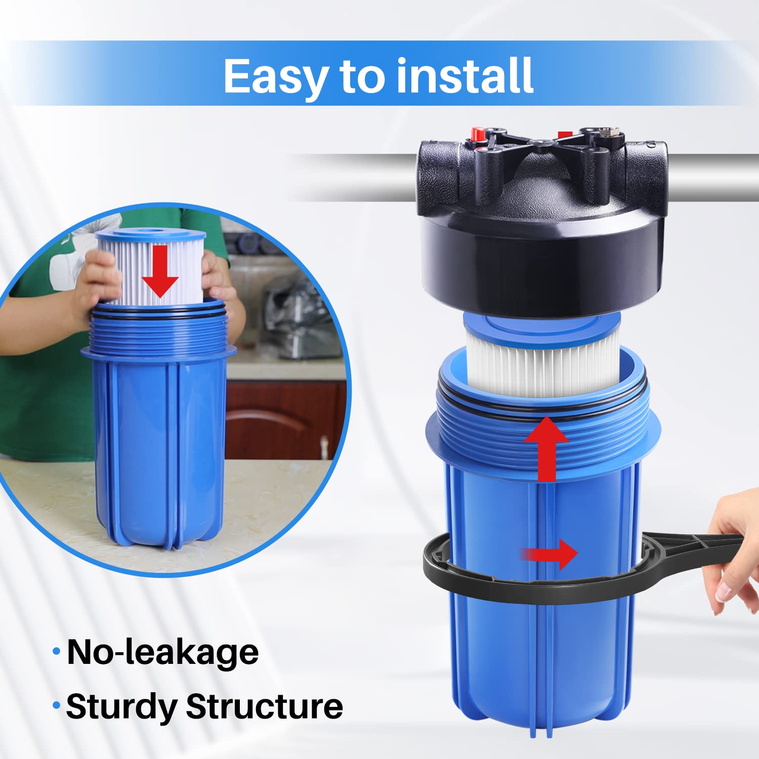 10" x 4.5" Whole House Pleated Sediment Water Filter Replacement for GE FXHSC, Culligan R50-BBSA, Pentek R50-BB, DuPont WFHDC3001, W50PEHD, GXWH40L, GXWH35F, for Well Water, Pack of 4