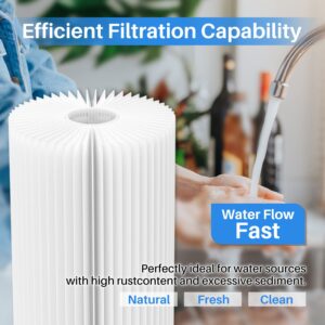 10" x 4.5" Whole House Pleated Sediment Water Filter Replacement for GE FXHSC, Culligan R50-BBSA, Pentek R50-BB, DuPont WFHDC3001, W50PEHD, GXWH40L, GXWH35F, for Well Water, Pack of 4