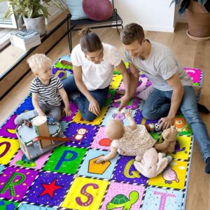 teytoy Baby Cotton, Crawling Mat Super Soft Carpet Plush Surface Non-Slip Design,Floor Playmat for Kids Area Rugs Learning Alphabet, Great Gift for Girls & Boys (59 x 44 Inch)