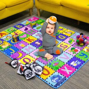 teytoy Baby Cotton, Crawling Mat Super Soft Carpet Plush Surface Non-Slip Design,Floor Playmat for Kids Area Rugs Learning Alphabet, Great Gift for Girls & Boys (59 x 44 Inch)