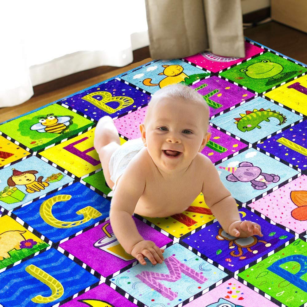 teytoy Baby Cotton, Crawling Mat Super Soft Carpet Plush Surface Non-Slip Design,Floor Playmat for Kids Area Rugs Learning Alphabet, Great Gift for Girls & Boys (59 x 44 Inch)