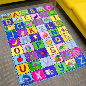 teytoy Baby Cotton, Crawling Mat Super Soft Carpet Plush Surface Non-Slip Design,Floor Playmat for Kids Area Rugs Learning Alphabet, Great Gift for Girls & Boys (59 x 44 Inch)