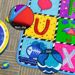 teytoy Baby Cotton, Crawling Mat Super Soft Carpet Plush Surface Non-Slip Design,Floor Playmat for Kids Area Rugs Learning Alphabet, Great Gift for Girls & Boys (59 x 44 Inch)