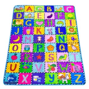 teytoy Baby Cotton, Crawling Mat Super Soft Carpet Plush Surface Non-Slip Design,Floor Playmat for Kids Area Rugs Learning Alphabet, Great Gift for Girls & Boys (59 x 44 Inch)