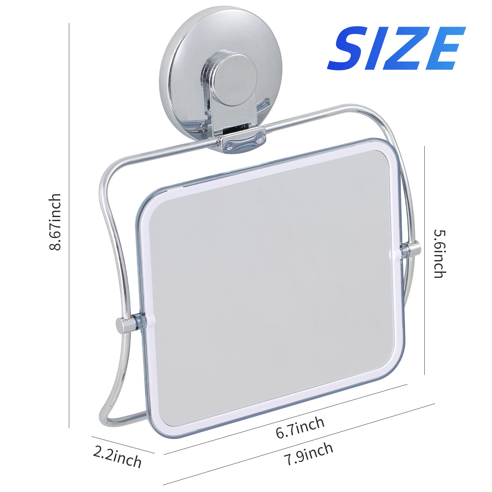 VELMADE Shower Mirror Fogless for Shaving Strong Suction Anti Fog Mirror for Shower Shatterproof Shaving Mirror Fog Free No Drilling Removable Waterproof Fogless Mirror for Bathroom, Gray