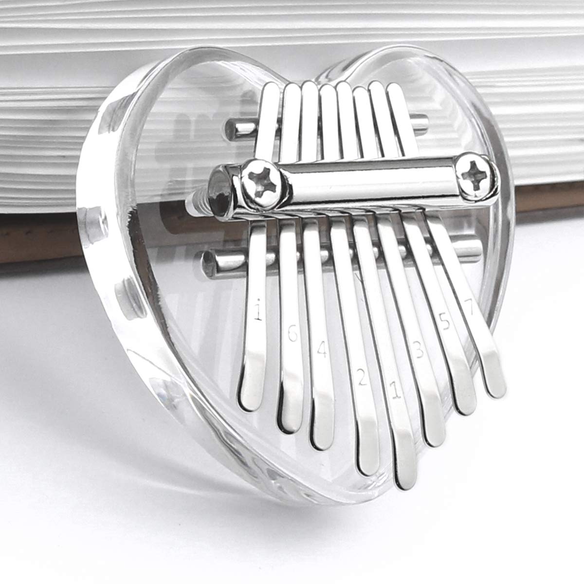 Kalimba 8 Keys Thumb Piano, Mini Kalimba Clear Heart-shape Musical Instruments, Portable Mbira Sanza Finger Piano, Gift for Kids Adult Beginners Professional