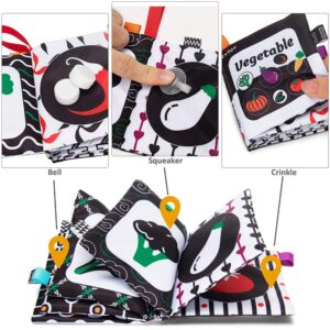 teytoy Baby Soft Cloth Book Set 6 PCS, Black and White High Contrast Baby Activity Crinkle Books for 0 3 6 9 12 Months Newborn Infants Babies Boys and Girls Early Educational Learning Toys