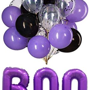 Halloween Party Balloons,Purple Boo Aluminum Foil Banner Balloons for Halloween Party Decorations and Supplies