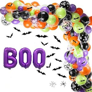 Halloween Party Balloons,Purple Boo Aluminum Foil Banner Balloons for Halloween Party Decorations and Supplies