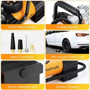 AstroAI Tire Inflator Air Compressor Portable Air Pump for Car Tires 12V DC Digital Tire Pump 150PSI with Emergency LED Light for Cars, Trucks, Motorcycles and Other Inflatables