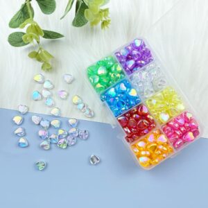 Xinhongo 320 Pcs Heart Beads Small Hole Beads Acrylic Beads Heart Shape Beads 8mm Bead Loose Bead for Making Bracelet Necklace Jewelry Making Craft Beads,8 Colors