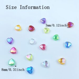 Xinhongo 320 Pcs Heart Beads Small Hole Beads Acrylic Beads Heart Shape Beads 8mm Bead Loose Bead for Making Bracelet Necklace Jewelry Making Craft Beads,8 Colors