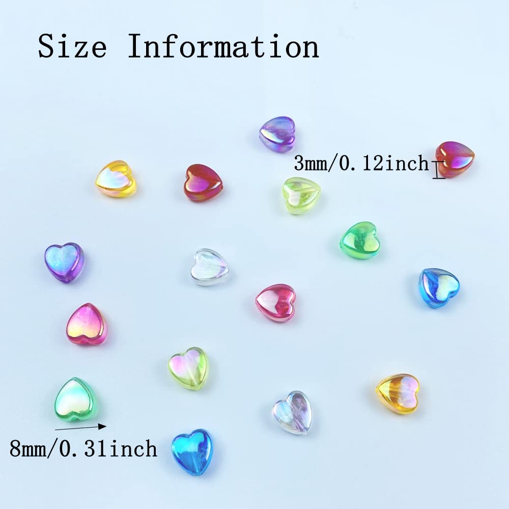 Xinhongo 320 Pcs Heart Beads Small Hole Beads Acrylic Beads Heart Shape Beads 8mm Bead Loose Bead for Making Bracelet Necklace Jewelry Making Craft Beads,8 Colors