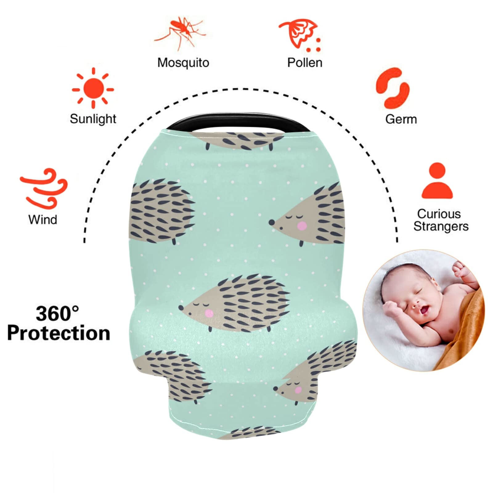 Nursing Cover Breastfeeding Scarf Cartoon Hedgehog - Baby Car Seat Covers, Infant Stroller Cover, Carseat Canopy(923c2)