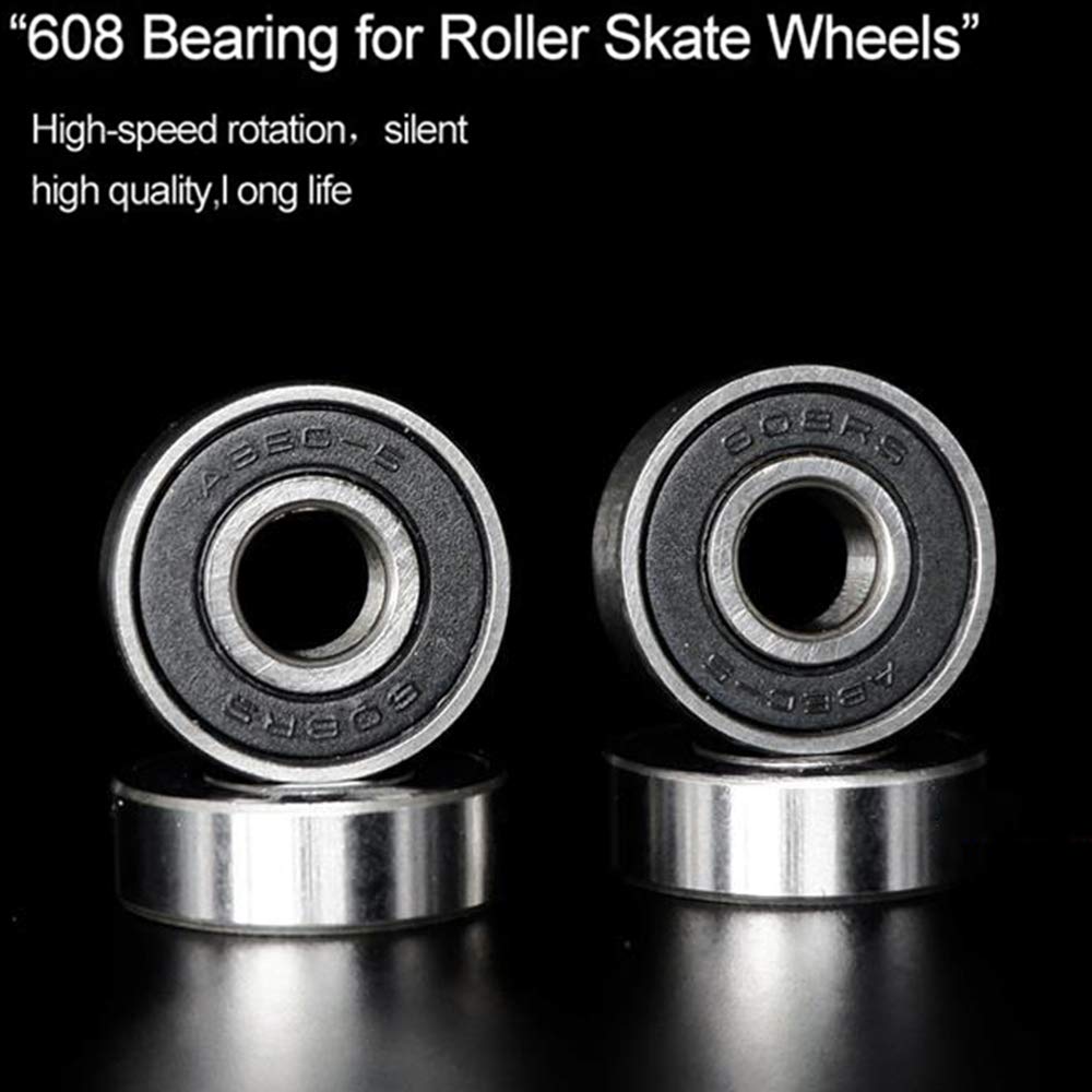 Roller Skate Wheels Light Up, 8 Pack with Bearings - Roller Skate Wheels for Double Row Skating and Skateboard 32mm x 58mm (Wheels White)