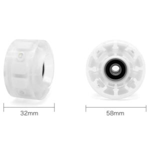 Roller Skate Wheels Light Up, 8 Pack with Bearings - Roller Skate Wheels for Double Row Skating and Skateboard 32mm x 58mm (Wheels White)