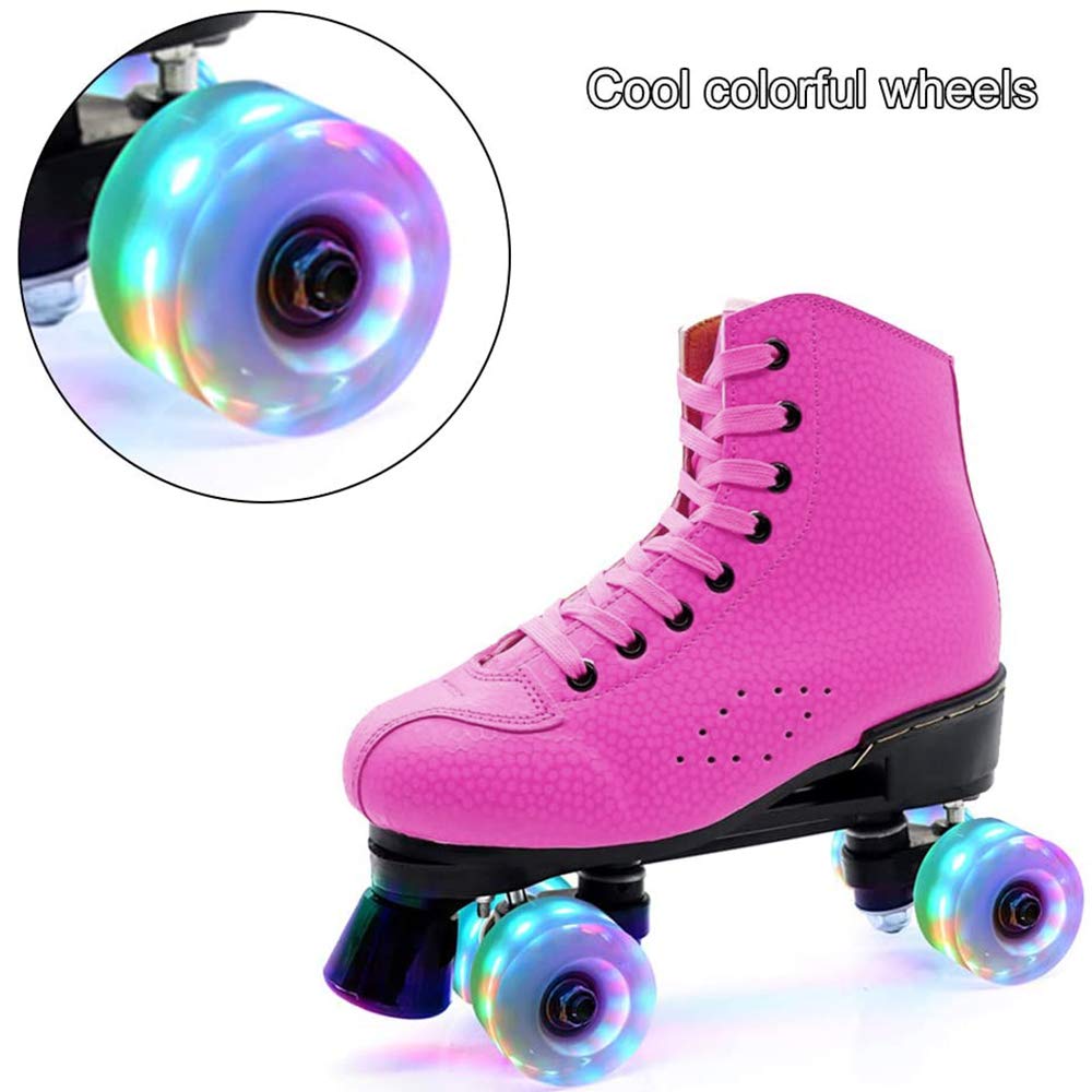 Roller Skate Wheels Light Up, 8 Pack with Bearings - Roller Skate Wheels for Double Row Skating and Skateboard 32mm x 58mm (Wheels White)