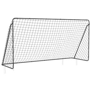 songmics children's soccer goal 12 x 6 foot, in garden, courtyard, park, beach, metal pipes and pe net, quick assembly, black uszq366b01v1