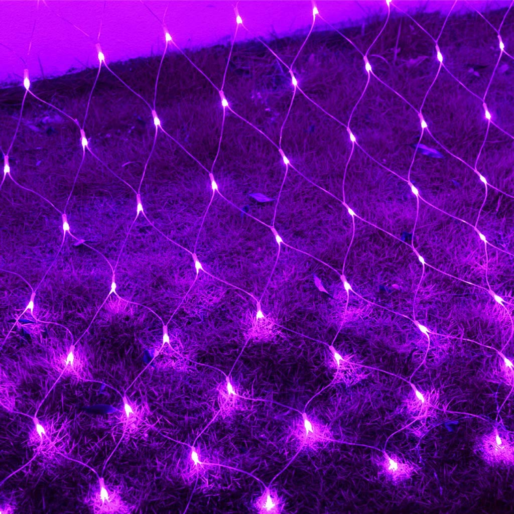 Curtain String Lights LED Fairy Net Light 8 Modes Twinkle Plug Control Timer Firefly Starry Night Lamp Halloween Christmas Tree Bushes Wall Backdrop Tapestry Decor (Purple, 6.6X9.8ft)