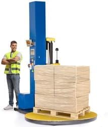 PEC TOOLS Industrial Shrink Wrap Machine - Electric Pallet Stretch Wrap Dispenser with Pallet Scale and Thermal Label Printer for Heavy Duty Shipping Packaging - 5000 Pound Capacity - PW1