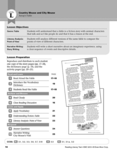 level l country mouse and city mouse (reading literary text)